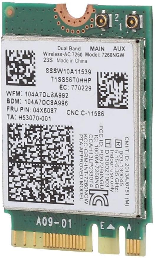 Dual Band Wireless-AC 7260 NGFF M2 Use for Intel AC 7260NGW 802.11ac 2x2 Wi-Fi + Bluetooth 4.0 Compatible with Lenovo Thinkpad T440 T540 X240 W540 L540 L440 Fru: 04X6007