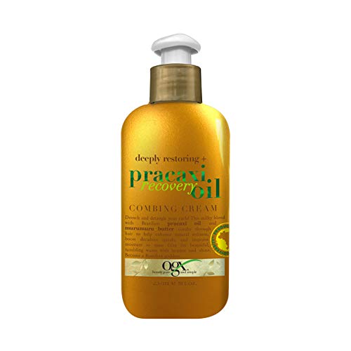 OGX Deeply Restoring + Pracaxi Recovery Oil AntiFrizz LeaveIn Combing Cream with Murumuru Butter SulfateFree Surfactants Conditioning Hair Treatment to Detangle Style Mint, 8 Fl Oz