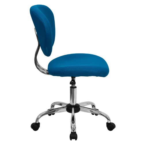 Flash Furniture Beverly Mid-Back Turquoise Mesh Padded Swivel Task Office Chair with Chrome Base