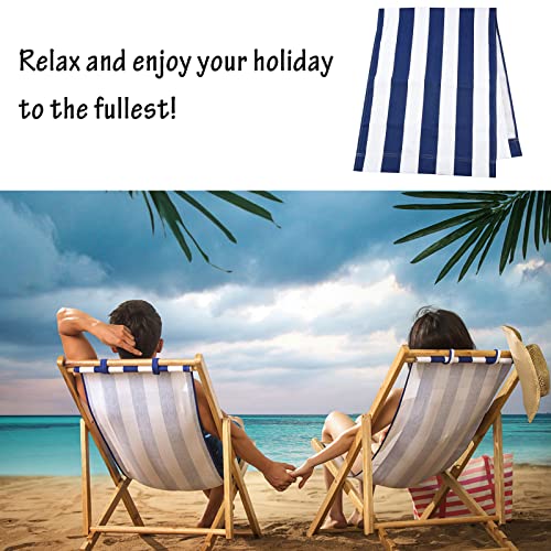 AHANDMAKER Beach Sling Chair Replacement Canvas, Blue and White Stripes Casual Simple Sling Chair Replacement Fabric for Sunbathing Garden Courtyard Garden Beach (114x43cm/44x17inch)