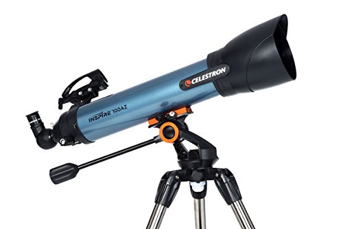 Celestron Inspire 100AZ Refractor Smartphone Adapter Built-In Refracting Telescope, Blue (22403)