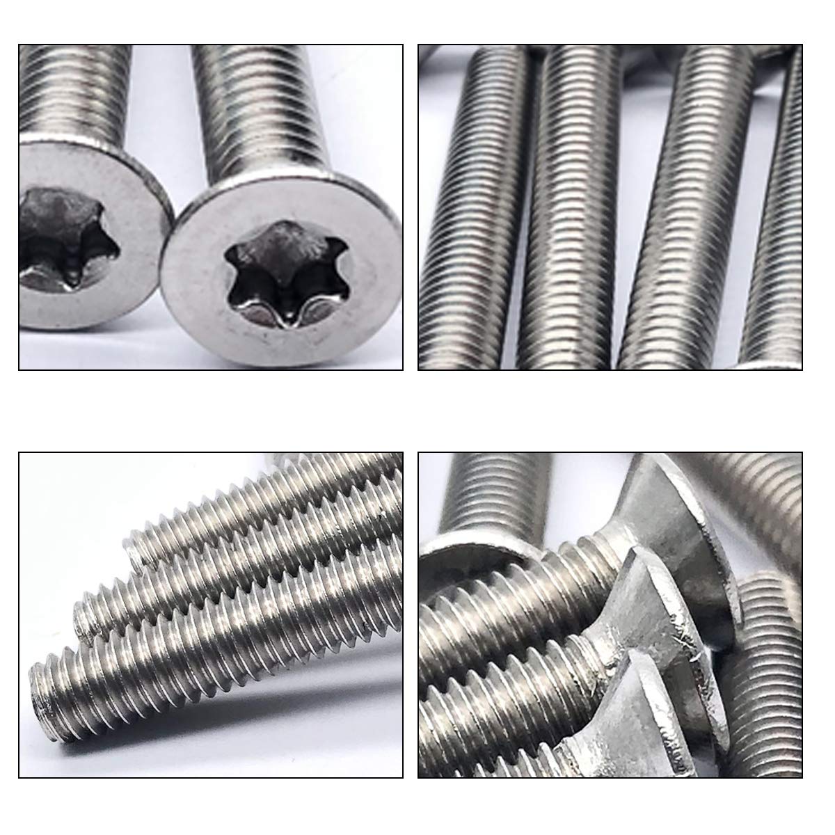 M6-1.0×18mm 304 Stainless Steel Countersunk Head Torx Screws 20pcs, Full Thread Screws, Standard Torx Drive Head. (Size: M6x18mm)