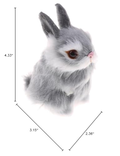 GUDVES Mini Realistic Cute Plush Rabbits Fur Lifelike Animal Easter Bunny Simulation Toy Model Gift Miniatures Decorations (Rabbit Plush Toys-B)