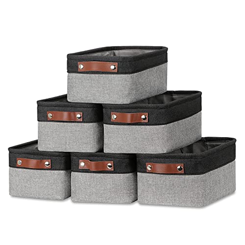DULLEMELO Collapsible Bundle Baskets 6 Small Baskets 11.8"x7.9"x5.1" + 2 Narrow Baskets 15"x6"x5.5"(Black&Grey)