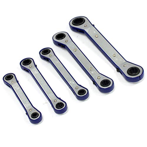 ARC-POWER 5 pc SAE Offset Ratcheting Box Closed End Wrench Set 6/12 Point 1/4" - 11/16"