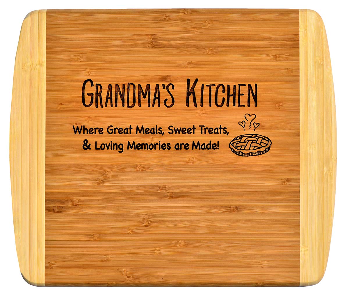 GRANDMA GIFT - Engraved 2-Tone Bamboo Cutting Board - 2-Sided Kitchen Design One Side For Decor Reverse Side For Usage Grandma Birthday Mothers Day Christmas Gift Grandmother (11 1/2 x 13 1/2)