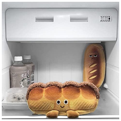 HSYHERE Creative Cute Novelty Funny Face Simulation Real Food Theme Toast Hotdog Bread Character Soft Stuffed Surface Clothes Zipper Pencil Box Pencil Bag Pencil Case Pencil Holder Pouch -Bread