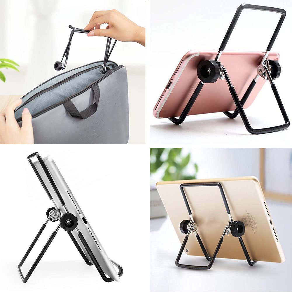VOVIGGOL Adjustable Tablet Stand Holder 2 Pack, Non-Slip Foldable Holder Cradle Fit for 9-12.9" Tablets, iPad, Samsung and Kindle Fire, Display Stand Picture Frame Stand for Photos (2 Large Black)