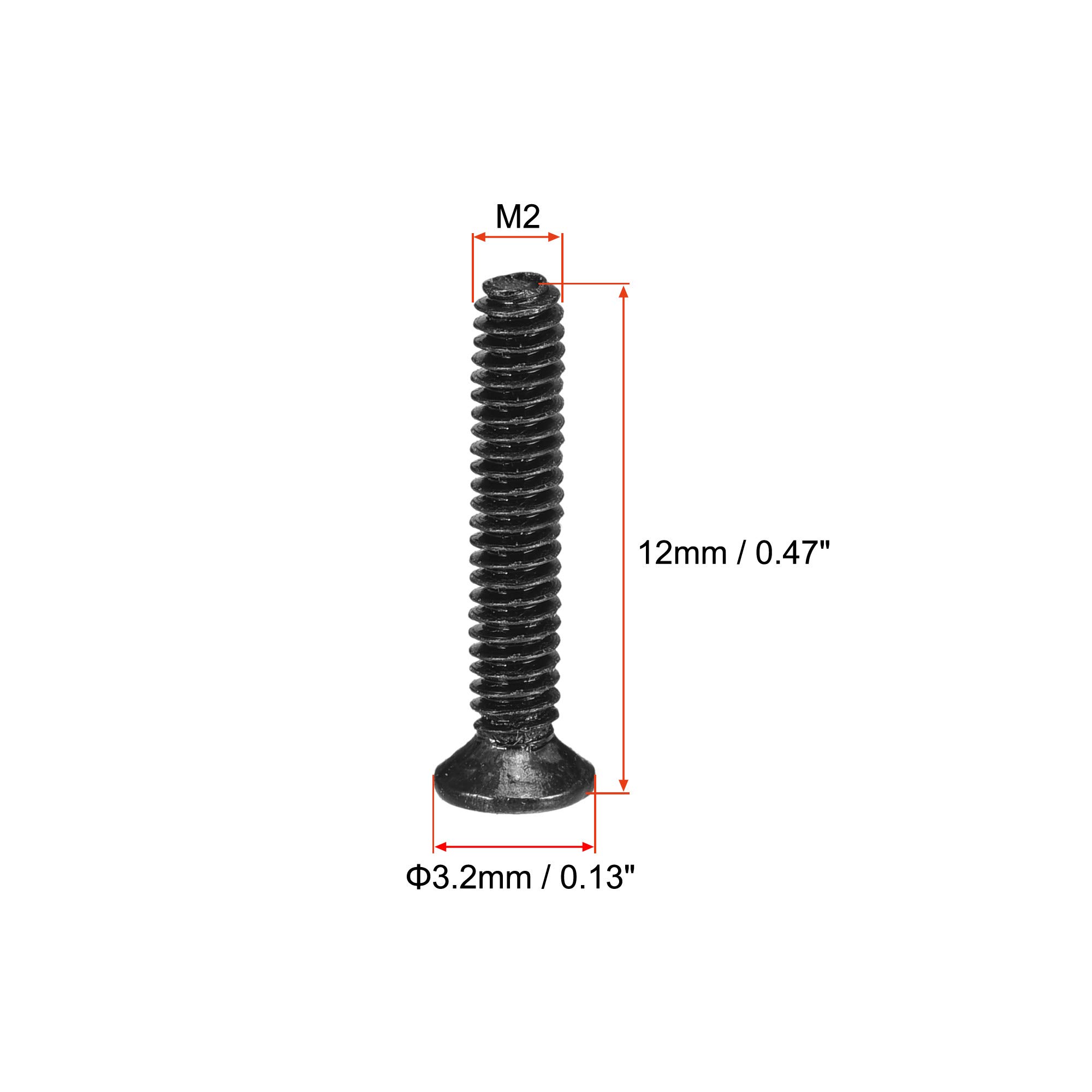 uxcell M2 x 12mm Phillips Screws Fastener Black for Laptop PC TV Fan Switch 500pcs