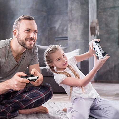 6amLifestyle PS5 Controller Skins Cover Anti-Slip Silicone Controller Grip Protector for Playstation 5 DualSense PS5 Controller (Black and White Controller Skin + 8 Thumb Grips)