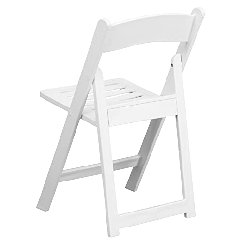 Flash Furniture 4 Pack HERCULES Series 1000 lb. Capacity White Resin Folding Chair with Slatted Seat