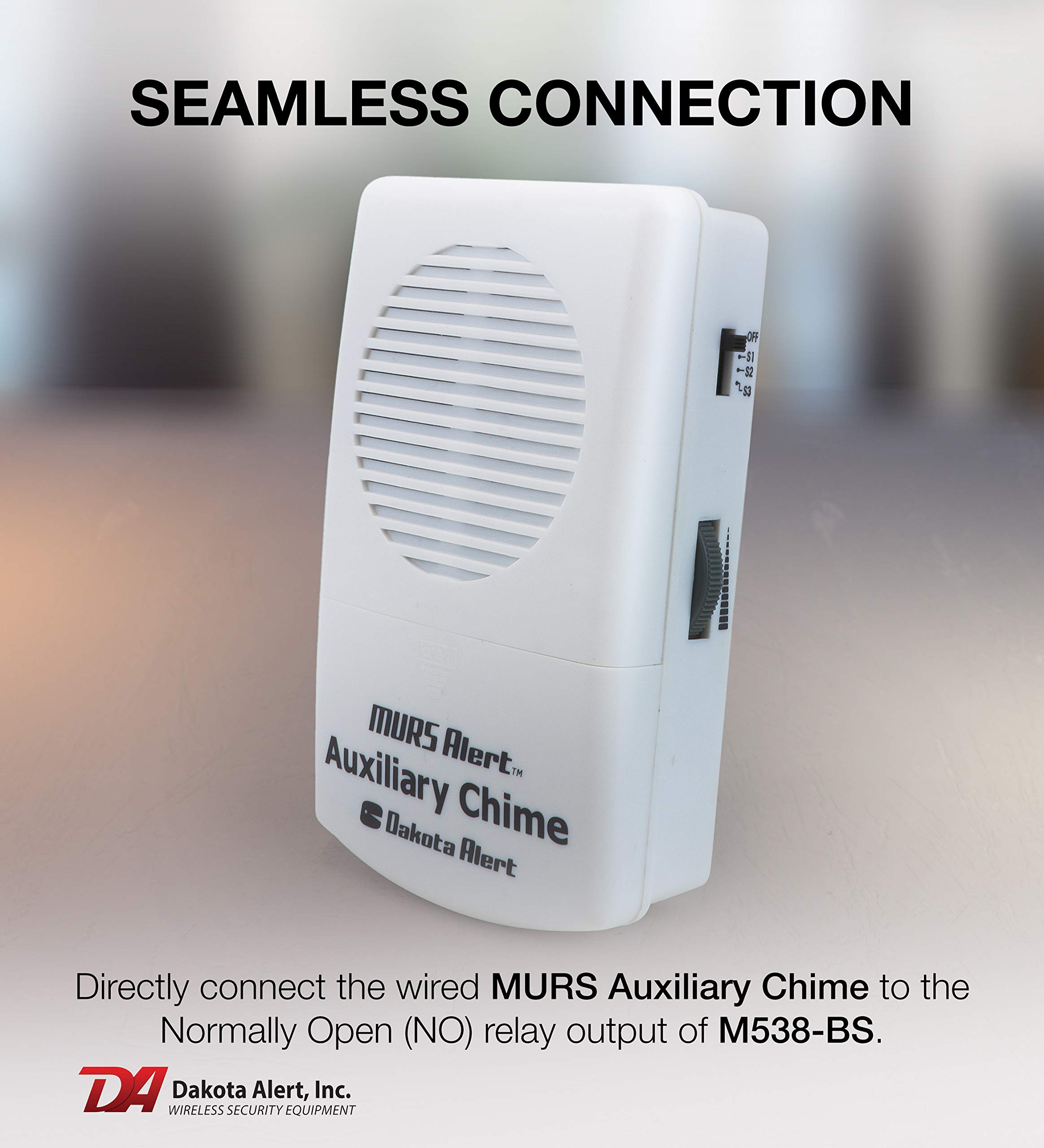 Dakota Alert MURS Auxiliary Chime - Battery-Operated Wired Ringer Alarm for M538-BS MURS Base Station, Murs Chime Alert