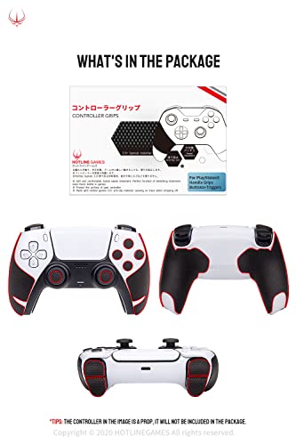 HOTLINEGAMES Hotline Games Controller Grip for PS5 Controller Grips Tape Playstation 5 DualSense Controllers Skin (Handle Grips+Buttons+Triggers (20PCS), Black)