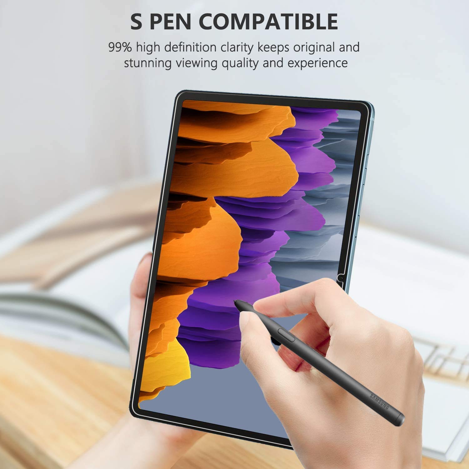 TANTEK [2-Pack Screen Protector for Samsung Galaxy Tab S7(SM-T870/T875,2020) 11 inch,Tempered Glass Film,Ultra Clear,Anti Scratch,Bubble Free