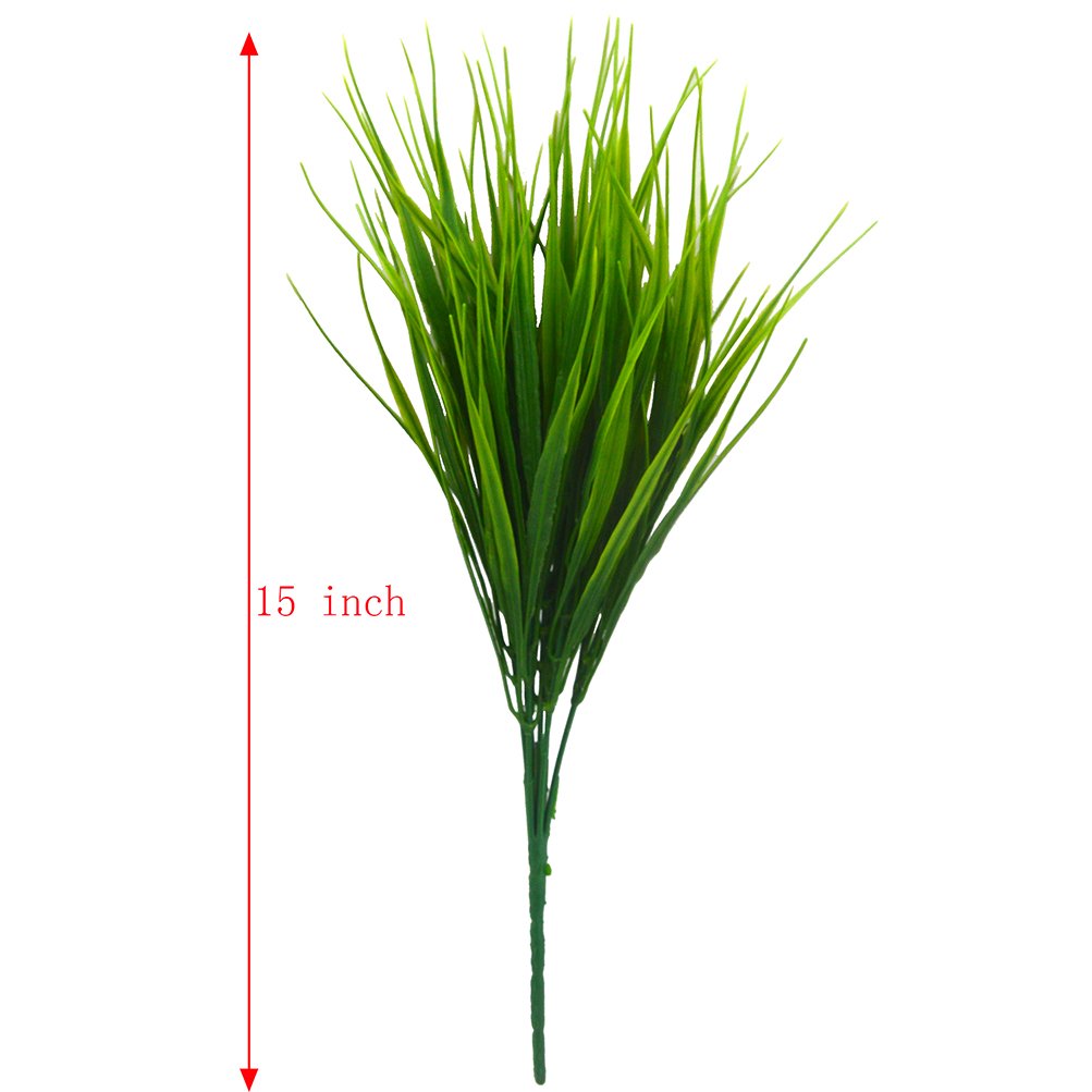 Beebel 6Pcs 15" Artificial Plastic Wheat Grass Faux Shrubs Simulation Greenery Plants Indoor Outside Home Garden Office Verandah Wedding Décor