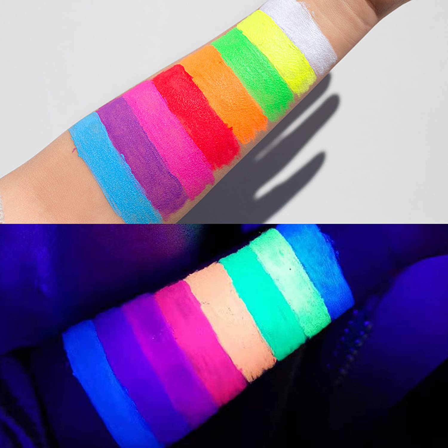 MAEPEOR Neon Liquid Eyeliner 8 Colors Matte Eyeliner Waterproof & Smudgeproof Fluorescent Body Face Paint Makeup for Daily Wear and Halloween Christmas (Neon, Set 0801)