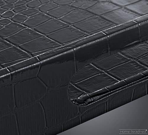 Home Redefined 18”x12” Rectangle Alligator Faux Leather Decorative Serving Tray with Handles, Black