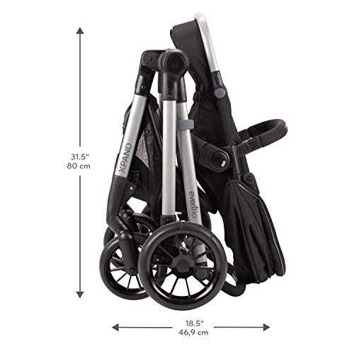 Evenflo Pivot Xpand Modular Stroller, Baby Stroller, 4 Modes, Durable Construction, Extra-Large Storage Basket, Compact Folding Design, 55-lb Capacity, Stallion Black-1 Count (Pack of 1)