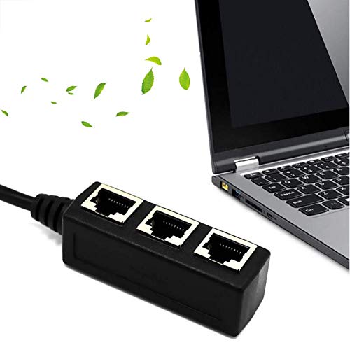 RJ45 Ethernet Splitter Cable, RJ45 1 Male to 3 x Female LAN Ethernet Splitter Adapter/Network Cable Suitable Super Cat5, Cat5e, Cat6, Cat7 LAN Ethernet Socket Connector Adapter