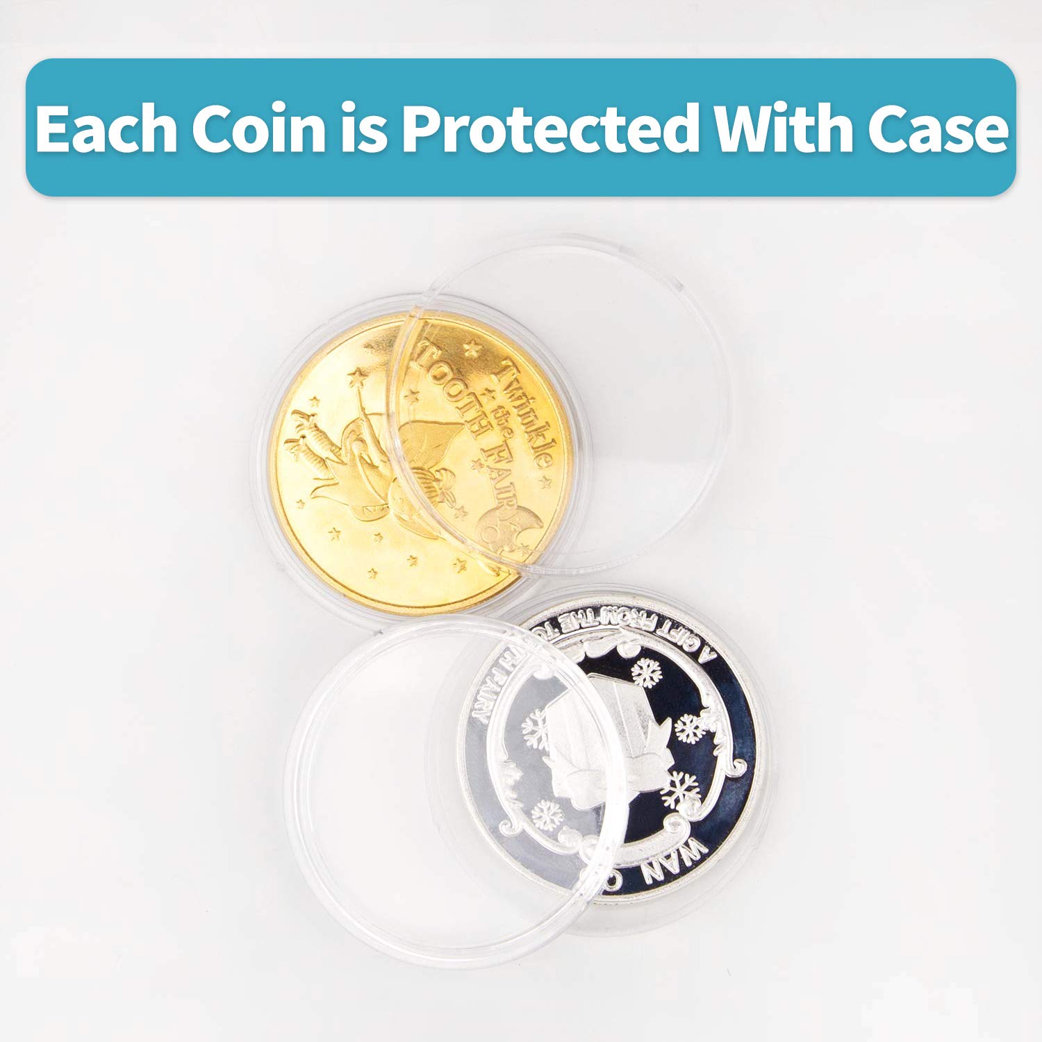 6 Tooth Fairy Gold and Silver Coin, Collection Rewards for Lost Teeth (6 Pcs)