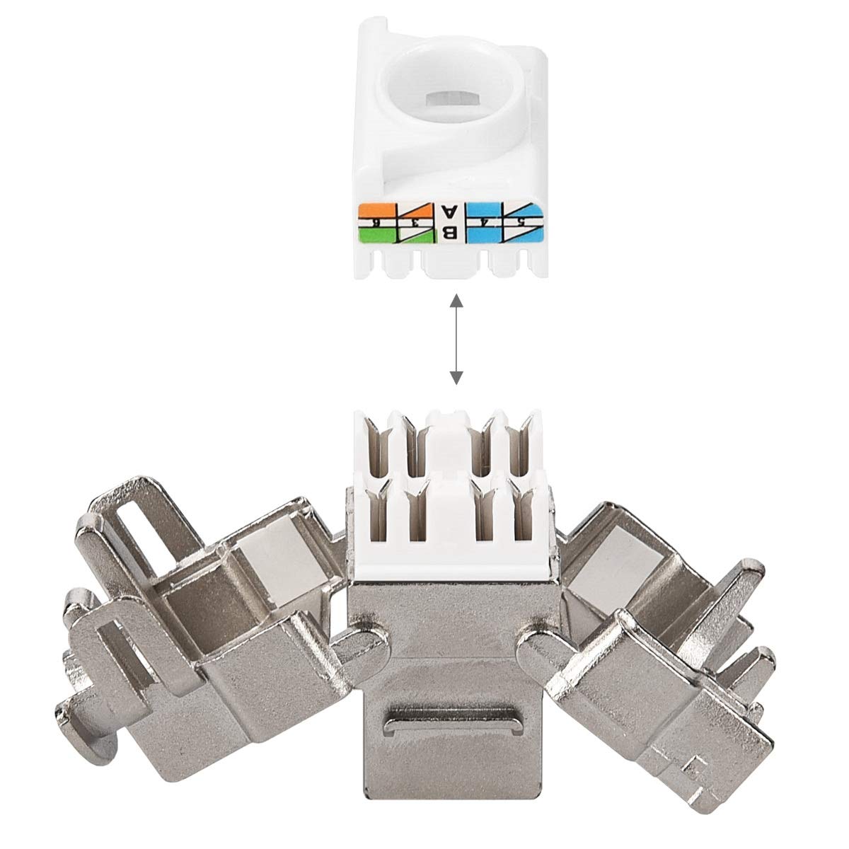 kwmobile Keystone Module Jacks - 12 Piece CAT6A Shielded Keystone Jack RJ45 Cat 6A Ethernet Module 10 Gbit with Shielded Metal Housing