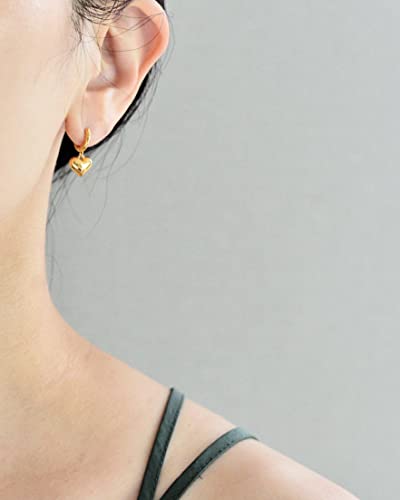 Dainty Puffy Heart Huggie Hoop Earrings • Gold Silver Rose Hoops • 3D Heart • Love Heart Dangle Earrings • Gift for Her • Minimalist 274