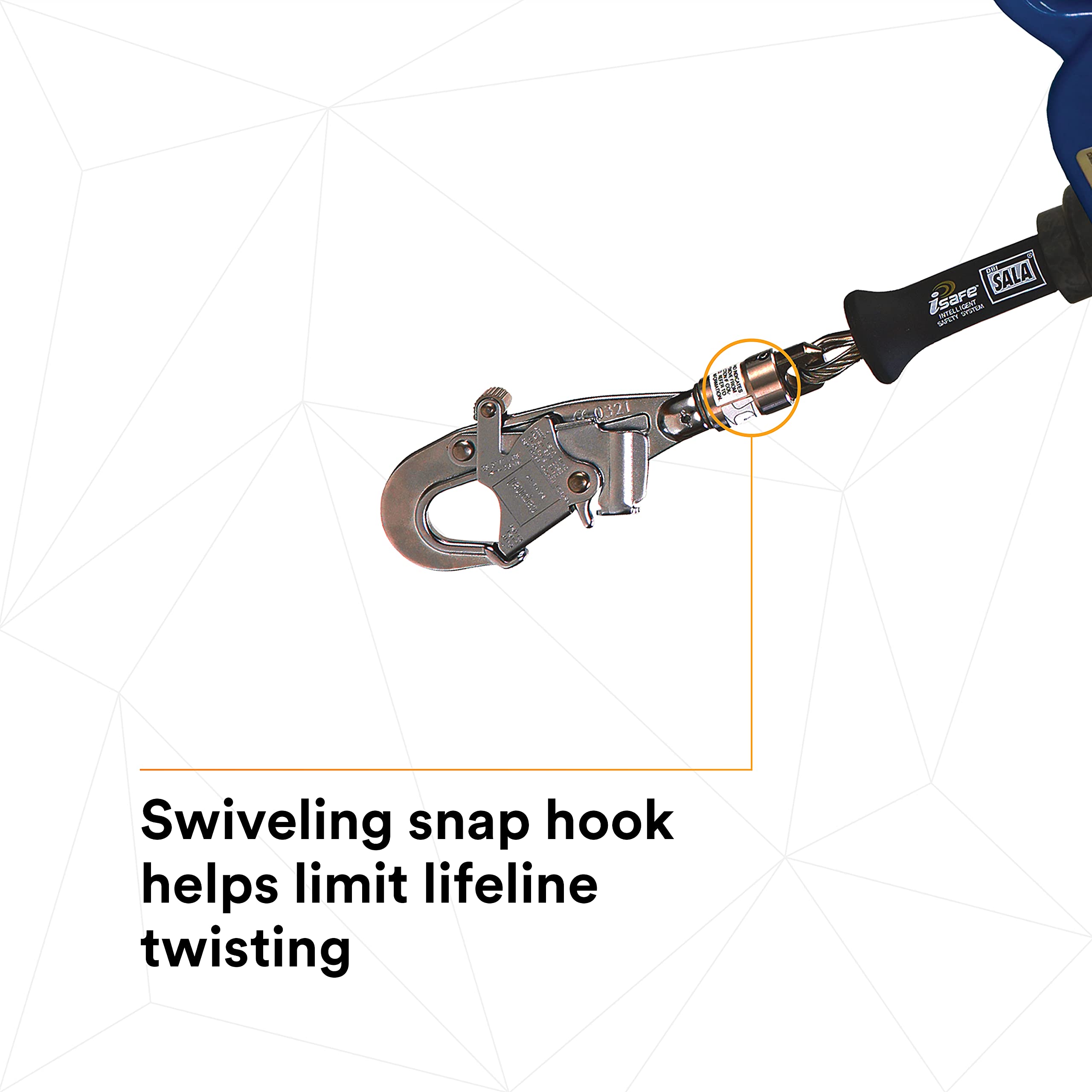 3M DBI-SALA Sealed-Blok 3400902 Self Retracting Lifeline 50' 3/16"" Cable, Swivel Snap Hook, 4' Cable Tie-Off Adaptor, MountBracket, Carabineer, Blue