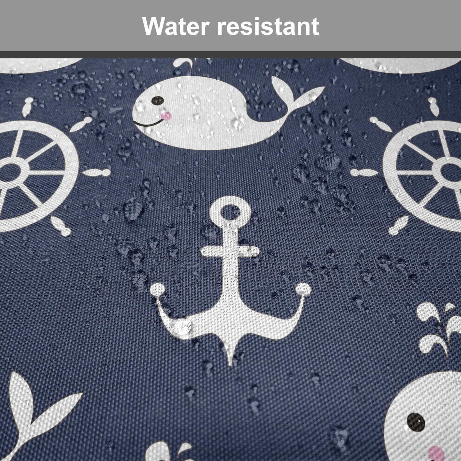 Ambesonne Navy Blue Chair Seating Cushion, Maritime Pattern with Whales Helms Anchors Nautical Elements Deep Sea Life, Anti-Slip Seat Padding for Kitchen & Patio, 16"x16", Navy Blue White