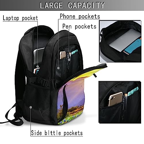 BAFAFA Rocky Mountain Sunset Sunshine Printed Backpack Laptop Bookbag With USB Charger Daypack For Travel Business