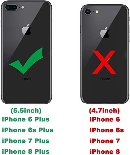 LeYi Compatible for iPhone 8 Plus Case, iPhone 7 Plus Case, iPhone 6 Plus Case with Tempered Glass Screen Protector [2 Pack], Military-Grade Phone Case with Kickstand Ring for iPhone 6s Plus, Black