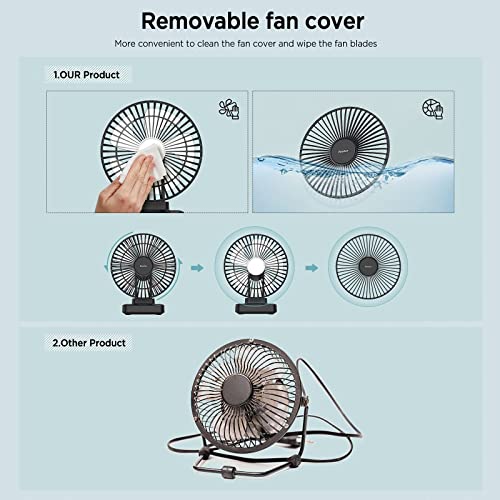 EasyAcc Desk Fan Small Air Circulator Fan 7 Inch, 3 Speed Ultra-Quiet 90°Tilt Bedroom Fan, Personal DeskTop Table Electric Cooling Fan for Bedside Office Home (No Battery)