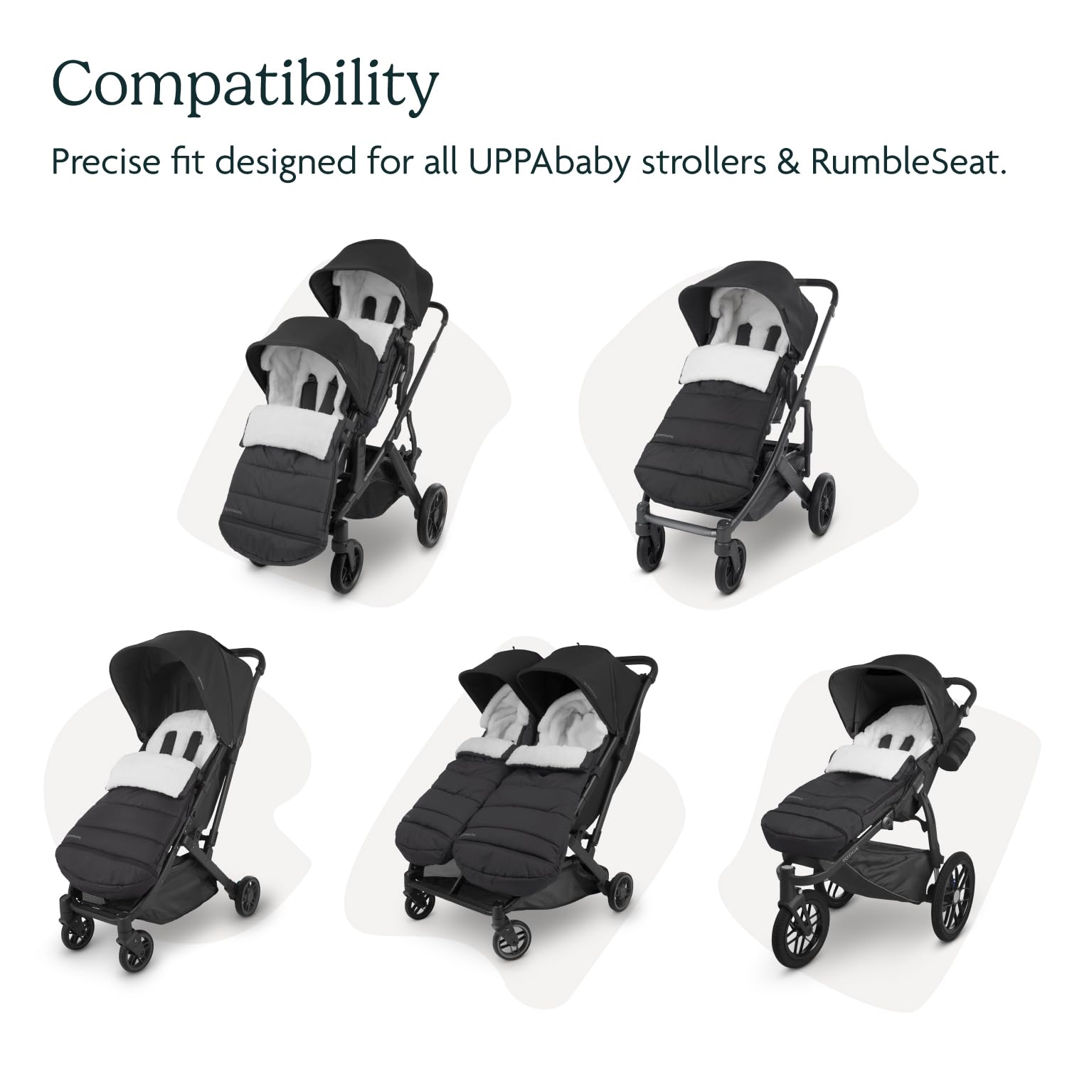 UPPAbaby CozyGanoosh Footmuff - Easily Attaches to UPPAbaby Strollers + RumbleSeat - Ultra-plush, Weather-Proof - Winter Stroller Cover - Gwen (Green Mélange)