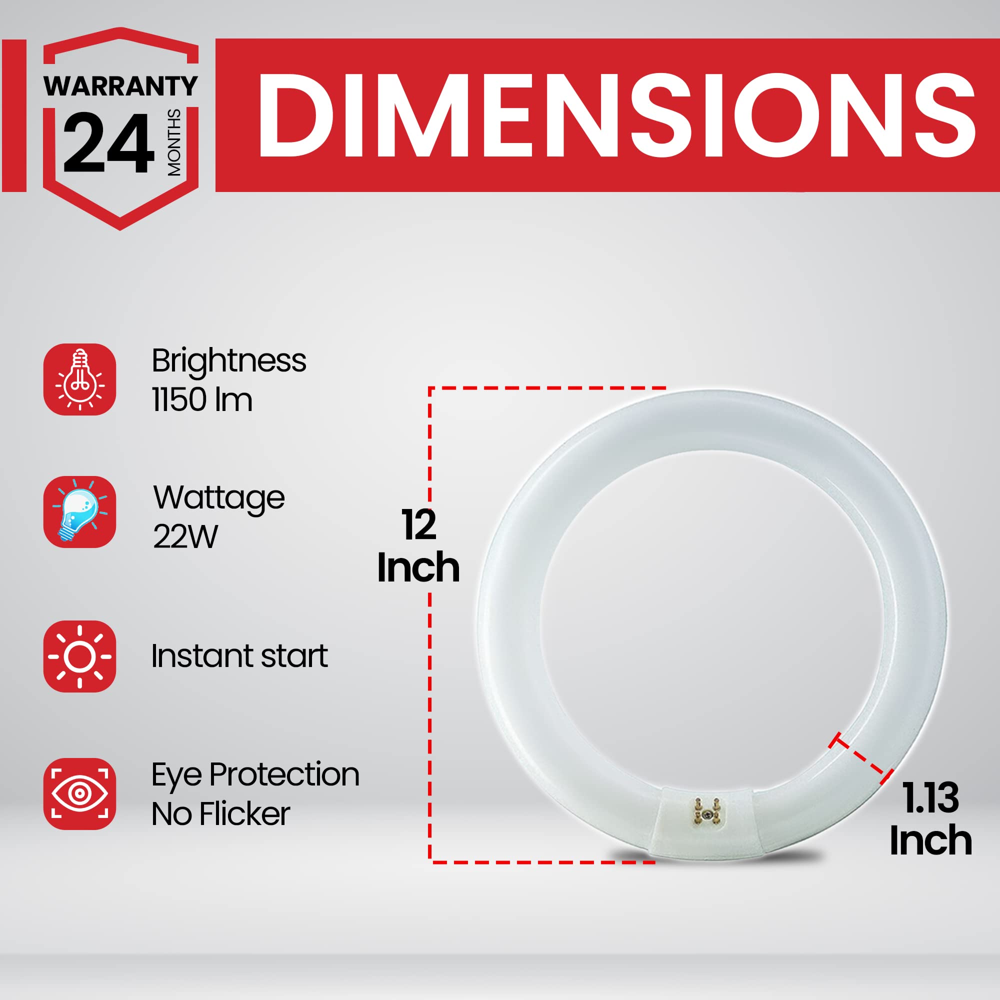 Bulbmaster FC12T9/CW 32 Watts 12 Inch Round T9 Fluorescent Circular Light Bulb, Cool White 4100K, FC12T9 1930 Lumens G10Q 4-Pin Base 32W Circline Ceiling Lights