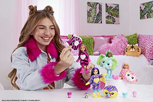 Barbie Cutie Reveal Chelsea Small Doll, Jungle Series Toucan Plush Costume, 7 Surprises Include Mini Pet & Color Change