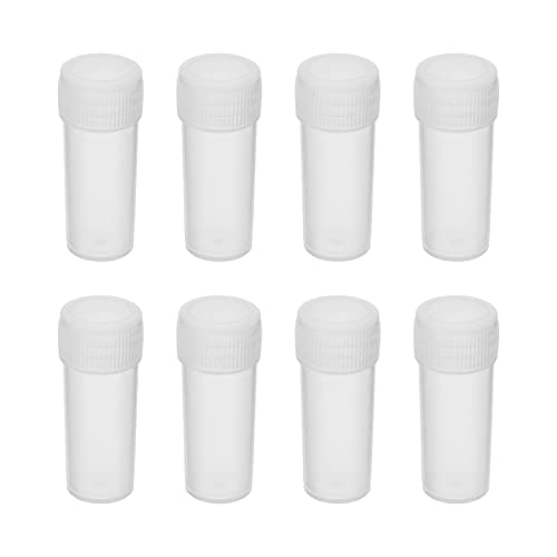 Othmro 75Pcs 5ml Plastic Bottles Lab Cylindrical Chemical Reagent Bottles, Wide Mouth Laboratory Reagent Bottles, Sample Sealing Liquid Storage Containers for Food Stores White Translucent