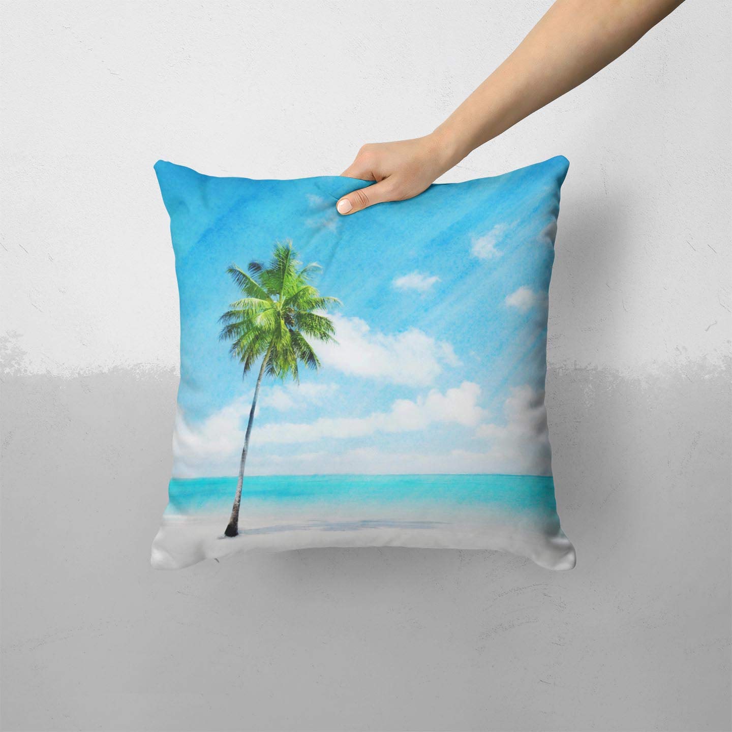 iiRov Paradise Beach Palm Tree - Custom Decorative Home Decor Indoor or Outdoor Throw Pillow Cover Plus Cushion Set for Sofa, Bed or Couch (Pillow CASE Cover Plus Cushion)