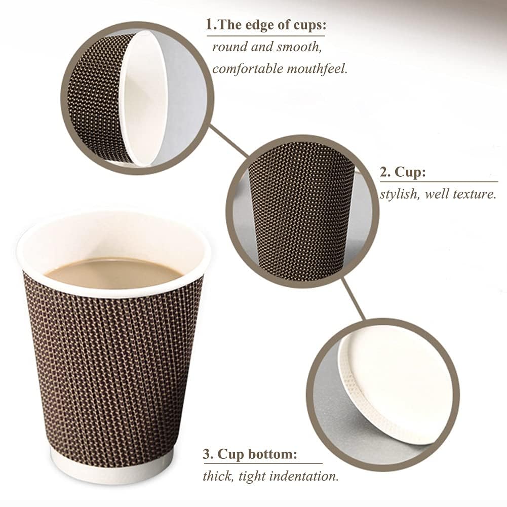 40 Packs 12oz Disposable Coffee Cups, Coffee Cups, Insulated Paper Coffee Cups,To Go Hot Cups with Lids for Coffee Tea Chocolate and Other Hot Drinks