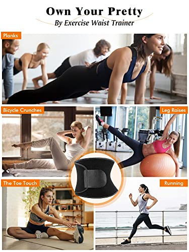 ECIFEE Waist Trimmer Belt for Women Waist Trainer Sauna Belt Tummy Control Low Back and Lumbar Support with Zipper Black