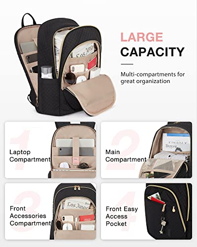 BAGSMART Backpack for Women & Electronics Organizer Set, College Must Haves, Travel Essentials for Women, Black