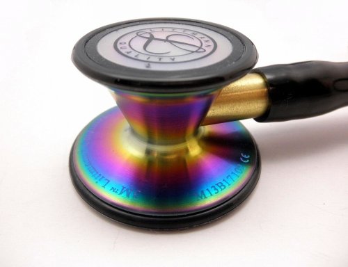 3M Littmann Cardiology III Stethoscope, Rainbow-Finish Chestpiece, Black Tube, 27 inch, 3152RBW