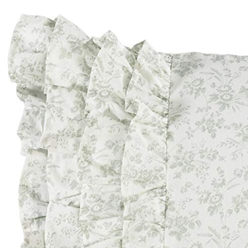 Laura Ashley Home Throw Pillow Cotton Envelope Closure, Elegant Home Decor for Couch or Bed, 14" x 20", Harper Pale Green