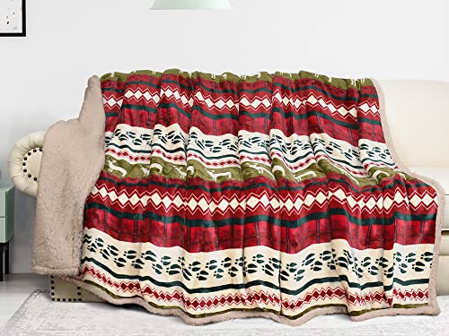 Catalonia Christmas Sherpa Throw Blanket, Xmas Theme Throws for Couch Bed, Plush Blanket | Super Soft, Warm, Fluffy, Comfy, 90x90 inches |