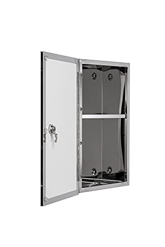 Croydex WC846005AZ Trent Stainless Steel Lockable Surface Mount Medicine Cabinet with Keys, 15.7 x 9.8 x 5.2 In.