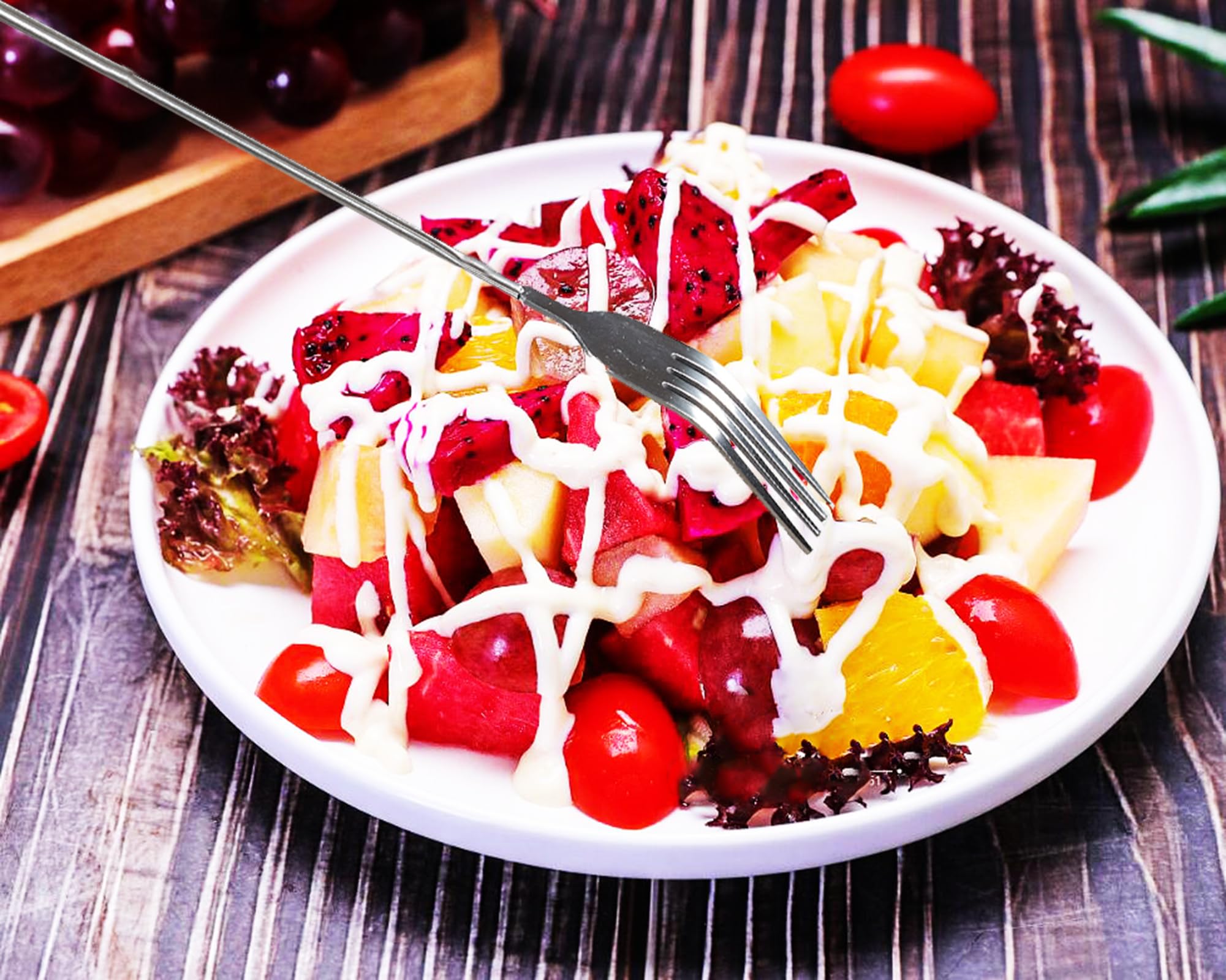 Telescopic Fork Extendable Fork Extending Fork 63cm Long Stainless Steel Retractable Fork Extendable Dinner Fruit Dessert Fork Dinner Forks 9"~25"