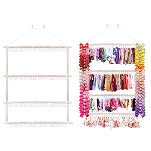 cherrboll Oversized Headband Bow Holder for Girls, Large Capacity Hair Accessories Organizer Storage Display with Hooks, Wall Hanging Decor for Toddler Nursery Room