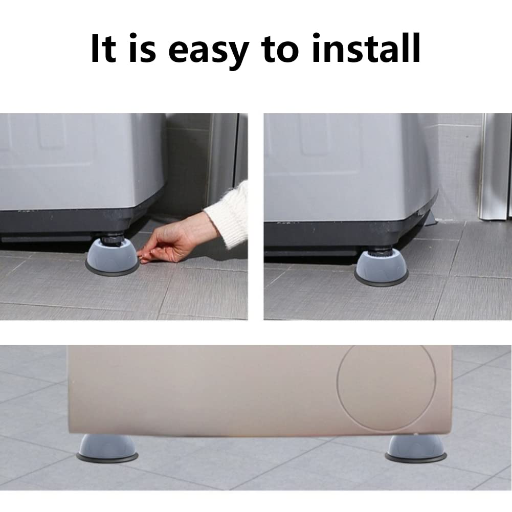 4 PCS Anti Vibration Pads for Washing Machine, Washing Machine Shaker Stopper, Stablize Durable Washing Machine Feet Pad,Easy to Clean Rubber Washing Machine Feet Pads,Washing Machine Stabilizer(Grey)