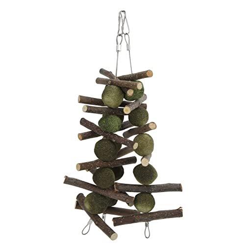Bunny Chew Toys, Attractive Improve Appetite Healthy Hanging Wood Grass Ball String for Rabbits