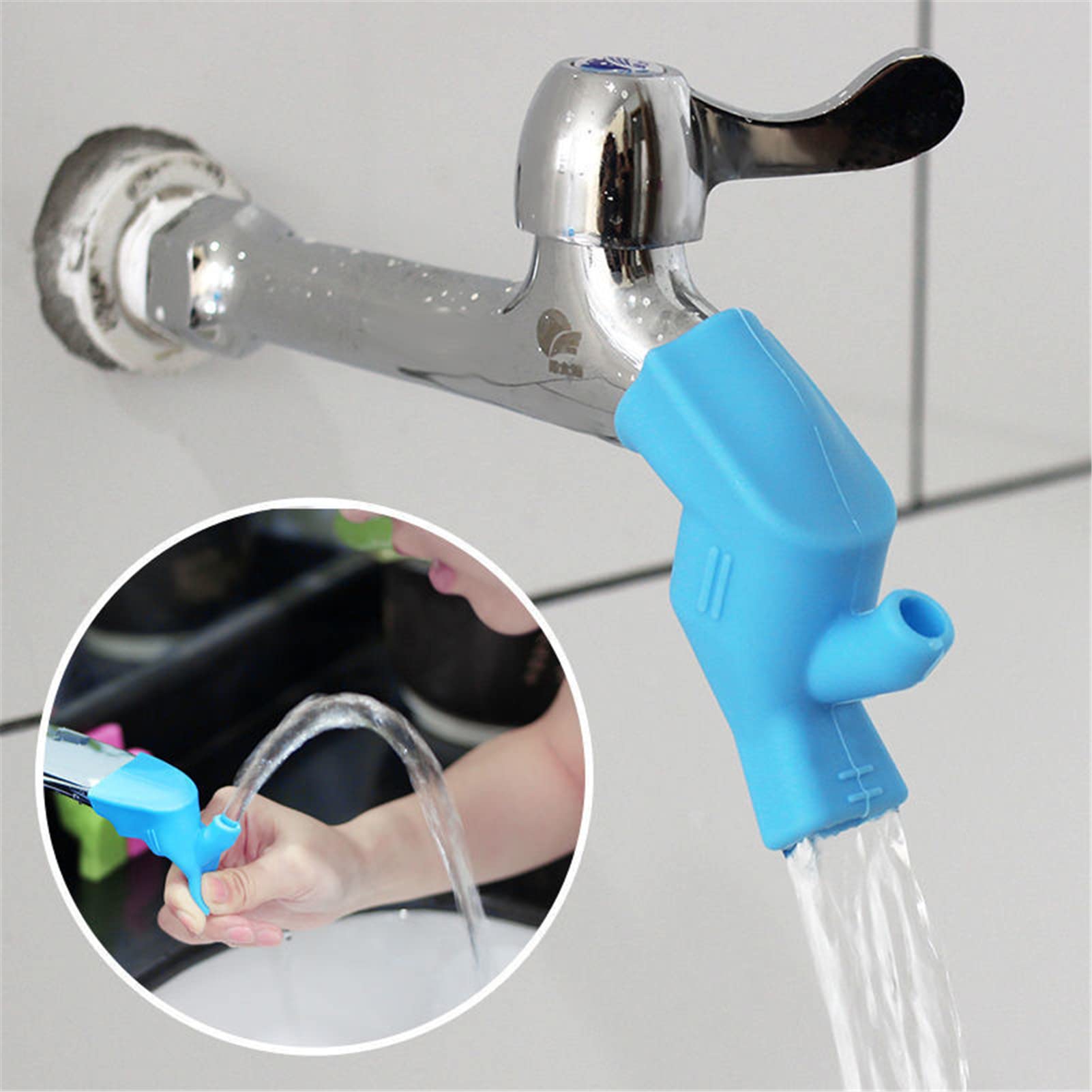 WEILYDF Faucet Extender Soft Durable Silicone Faucet Tap Extender Bathroom Extension For Toddler Kids Double-Head Tap Extender