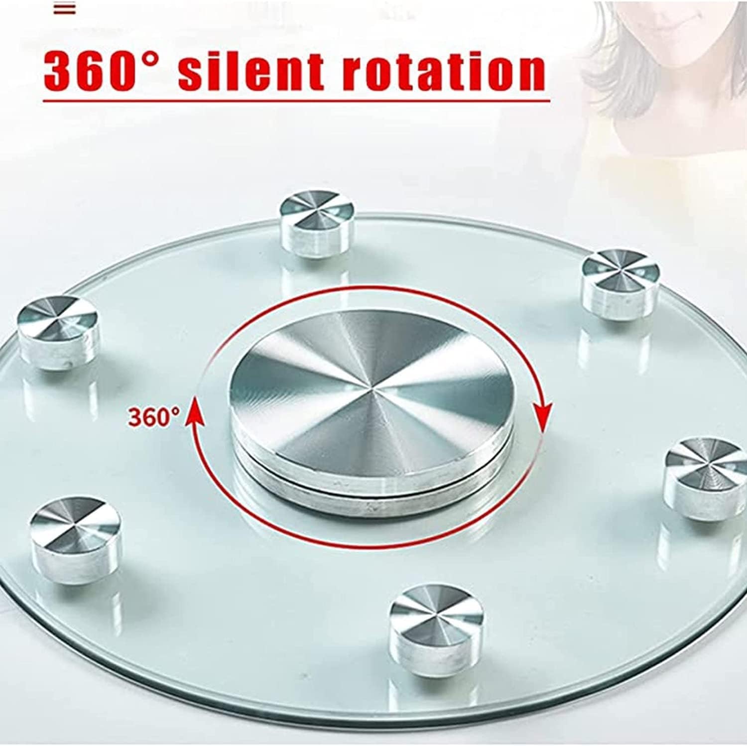 60-100cm Lazy Susan Turntable,Explosion-proof Tempered Glass Round Tabletop Rotating Serving Tray,Dining Table Tray Tabletop Organizer,Aluminum Alloy Bearing,for Kitchen Parties Wedding (Color : 60cm