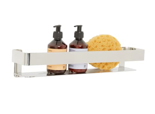 Seachrome Rectangular Shower Shelf with Rail in a Polished Finish (700-7005-PS)